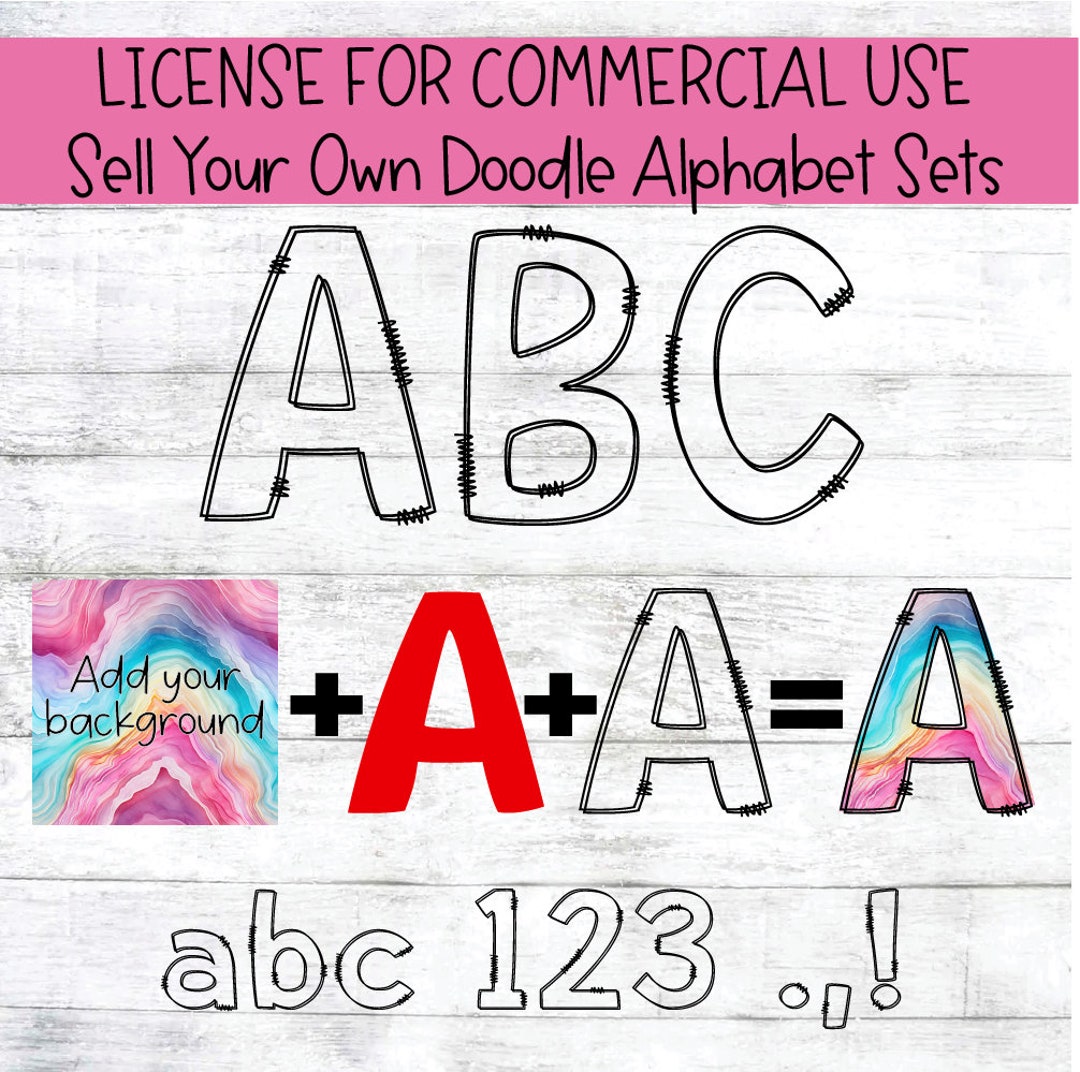 Commercial Use Doodle Letters, Transparent Doodle Alphabet Solid Fill ...