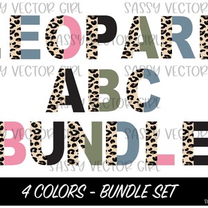 Half Leopard Font SVG Bundle, Green Leopard Alphabet Letters PNG, Pink ...