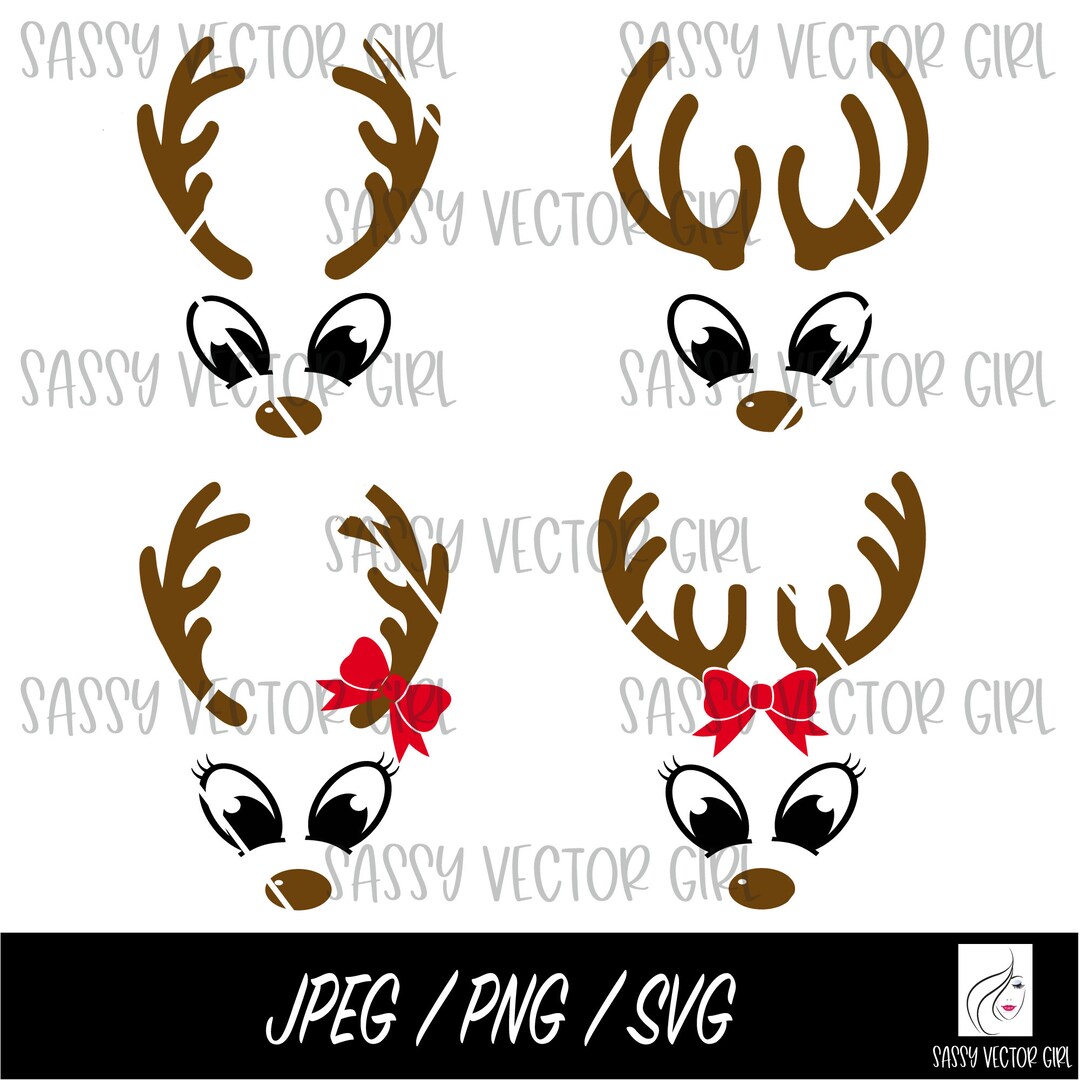 Reindeer Face SVG Bundle, Christmas Reindeer Png, Girl Reindeer ...
