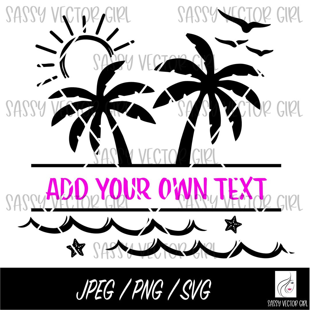 Palm Tree Split Frame SVG, Beach Monogram Svg, Beach Shirt, Family ...