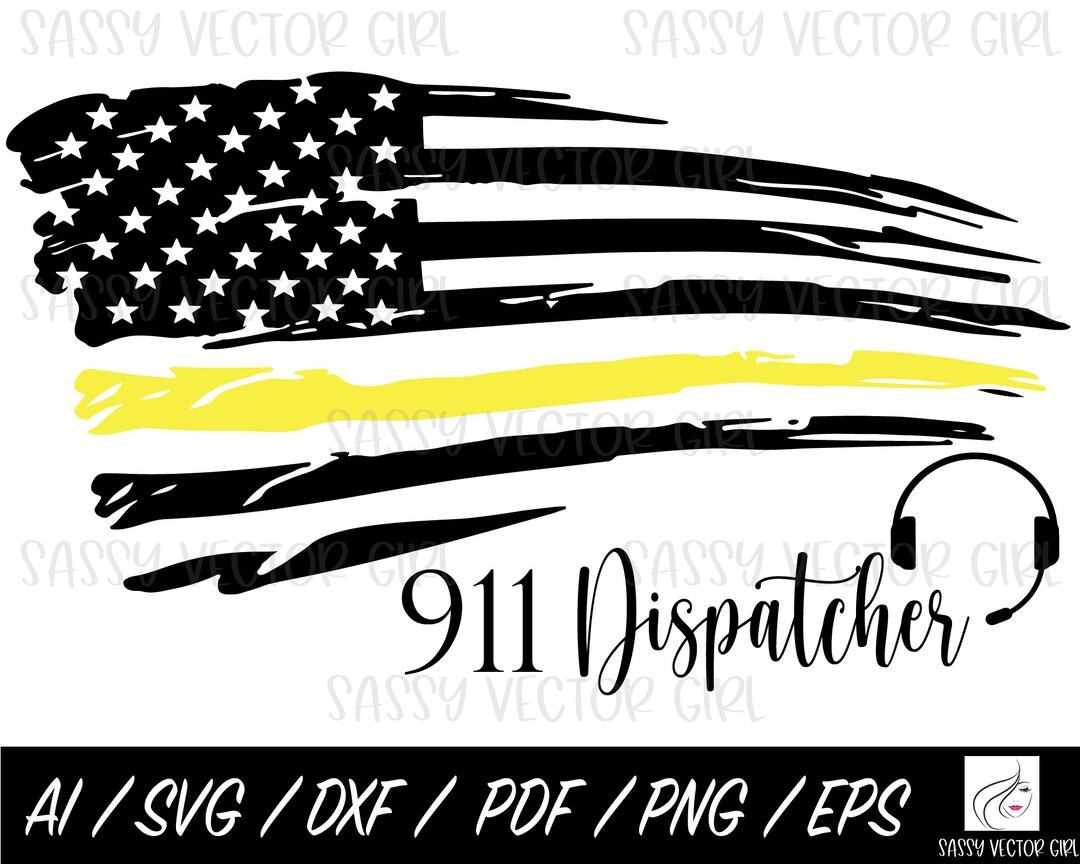 911 Dispatcher SVG, Dispatcher Cut File, Thin Yellow PNG, Dispatcher ...