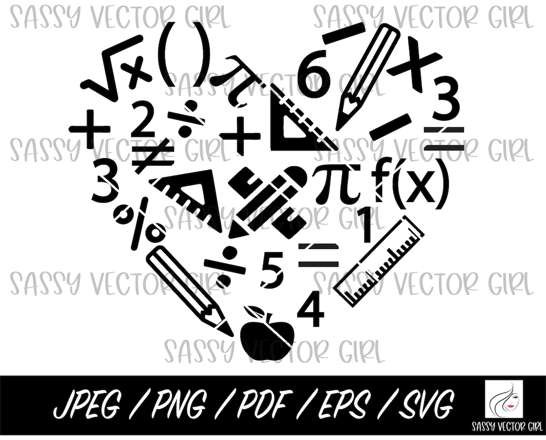 Math Heart Svg, Math Teacher SVG, Pi Day SVG, Math Bundle Svg, Math Cut ...