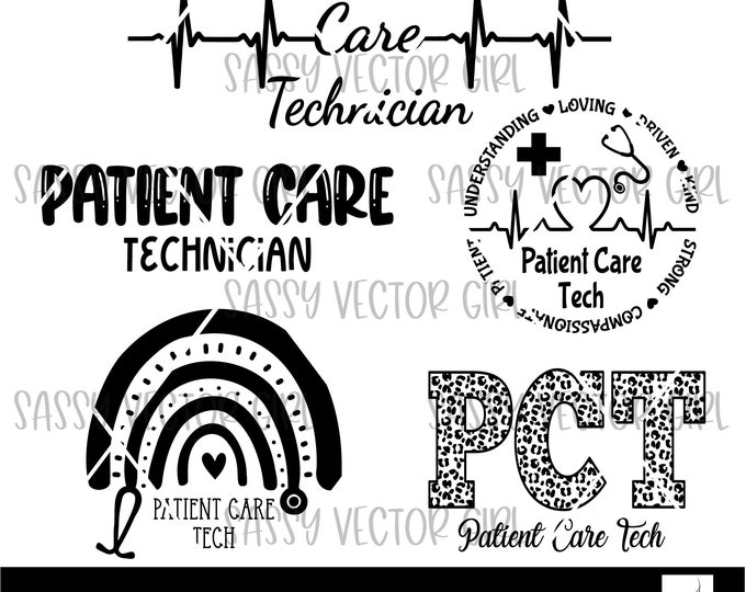 Patient Care Technician Svg Bundle, Patient Care Tech Svg, PCT Svg ...