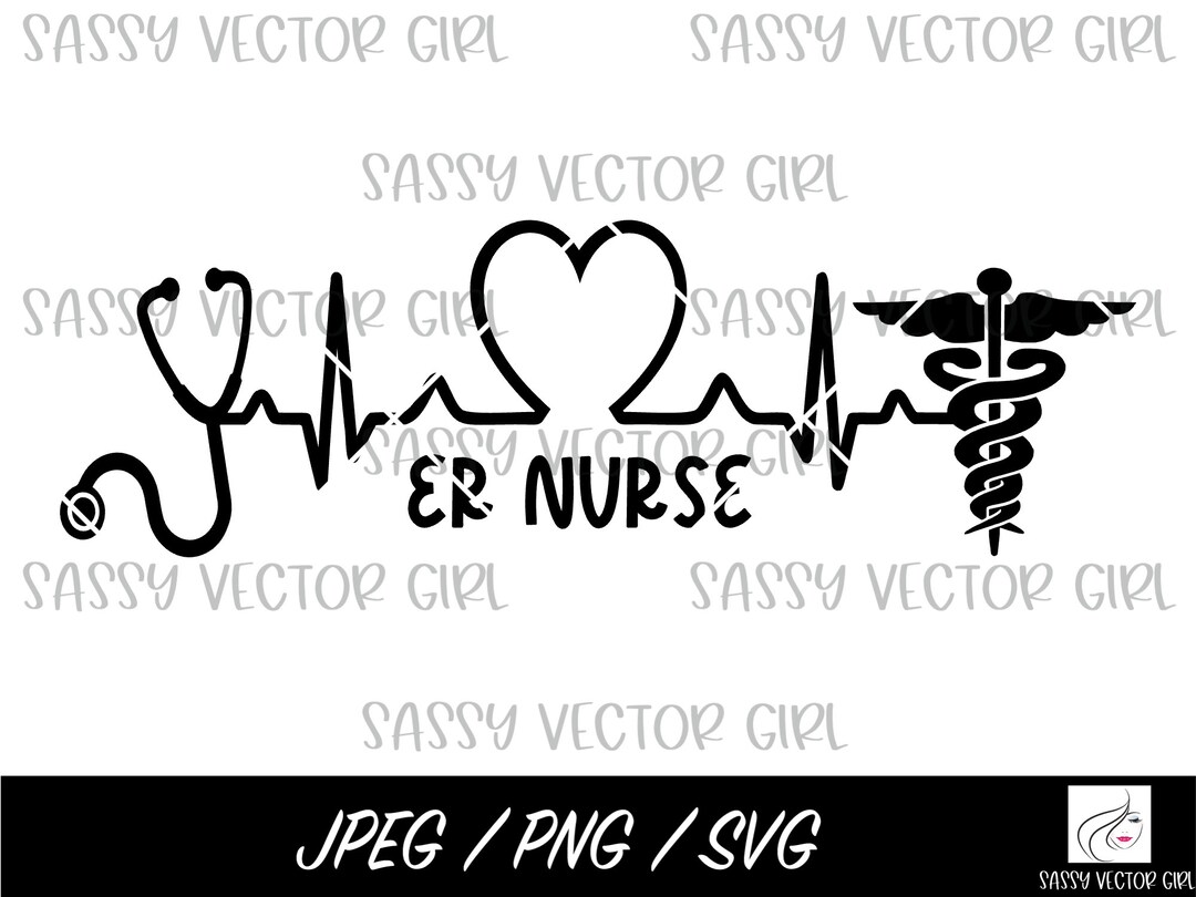 ER Nurse Svg, ER Nurse Heartbeat Cut File, Emergency Room Nurse Shirt ...