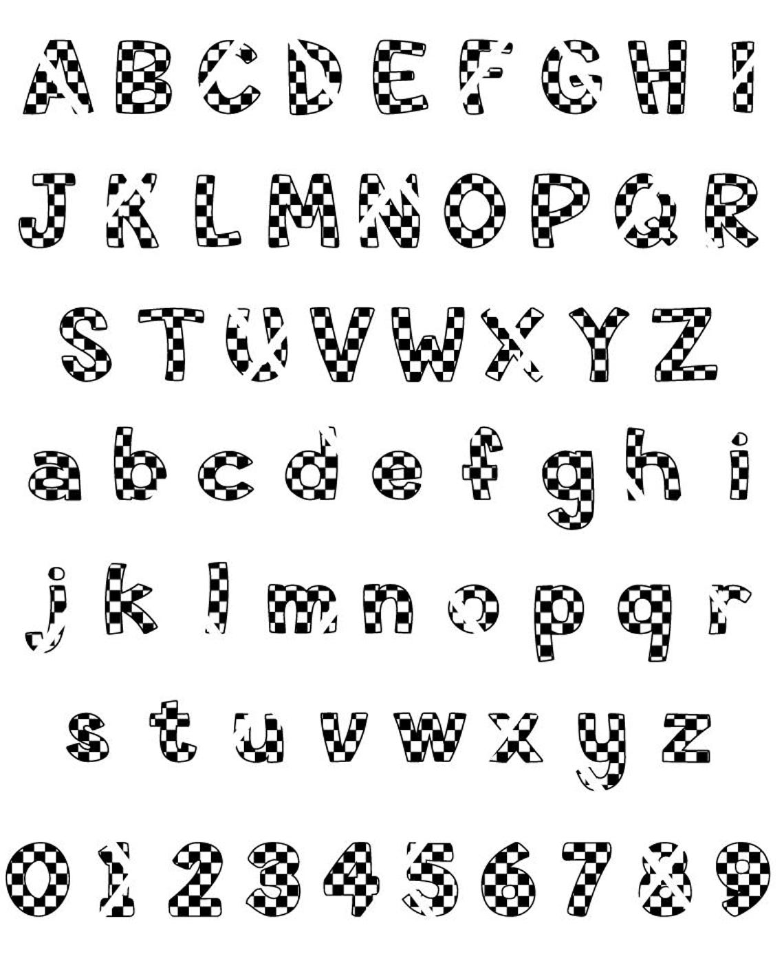 Checkered Font Svg, Checkered Alphabet and Numbers, Checkered Letters ...