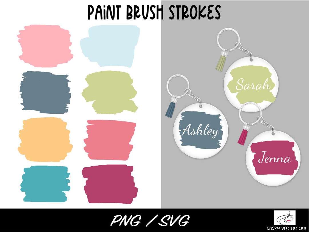 Brush Stroke Svg, Paint Brush Stroke Svg Bundle, Keychain Svg, Key Ring ...