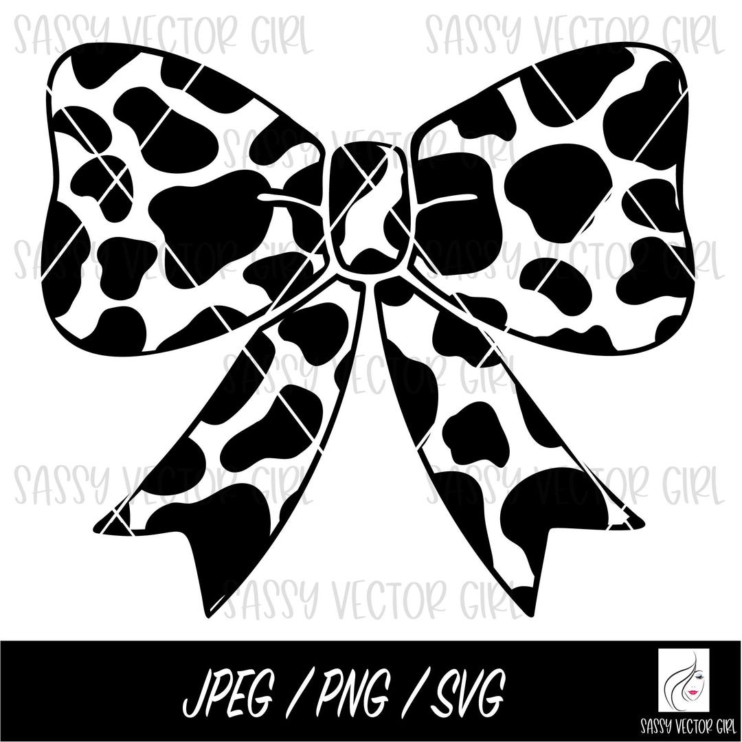 Cow Print Bow Svg, Cow Coquette Bow Png, Retro Bow for Sublimation ...