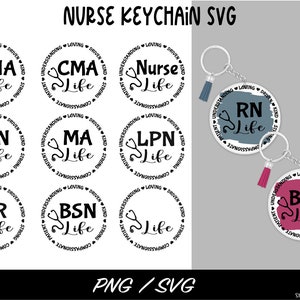 Nurse Life Keychain SVG, Nurse Keychain SVG, Cirlce Key Chain Pattern ...