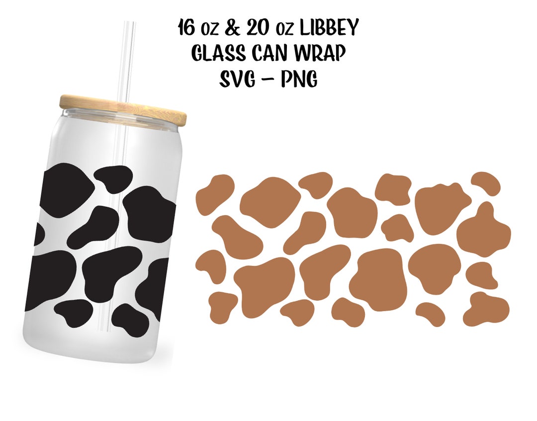 Cow Glass Can SVG 16 Oz Libbey Can Glass Wrap Cow Print Can - Etsy