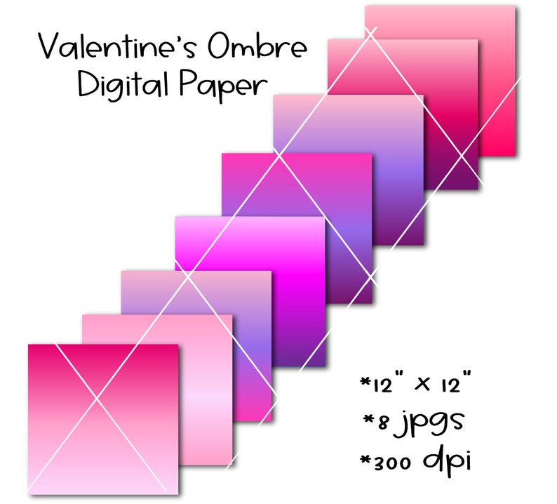 Ombre Digital Paper Set, Ombre Digital Background Bundle, Rainbow ...