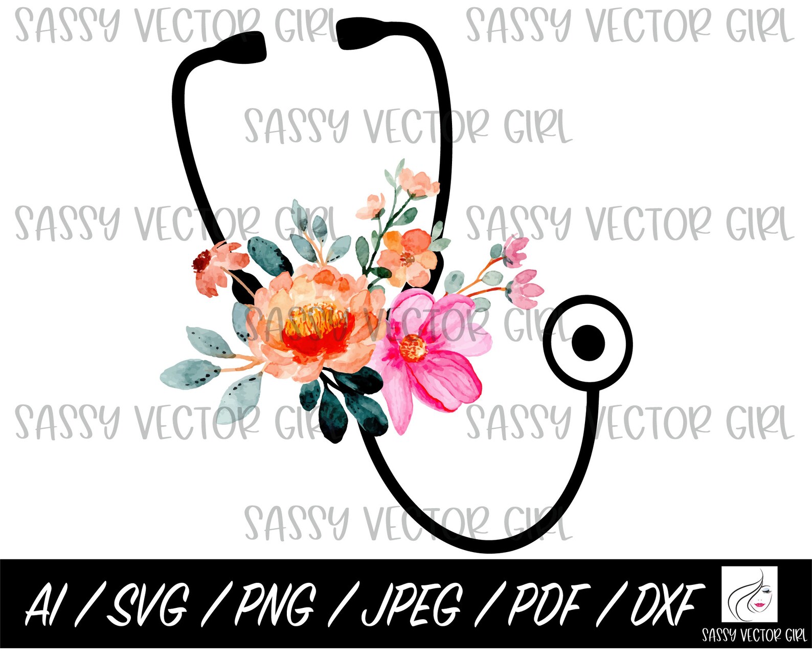 Floral Stethoscope Png Floral Stethoscope Svg Stethoscope - Etsy