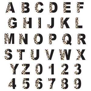 Half Leopard Font SVG Bundle, Black Leopard Alphabet Letters PNG ...