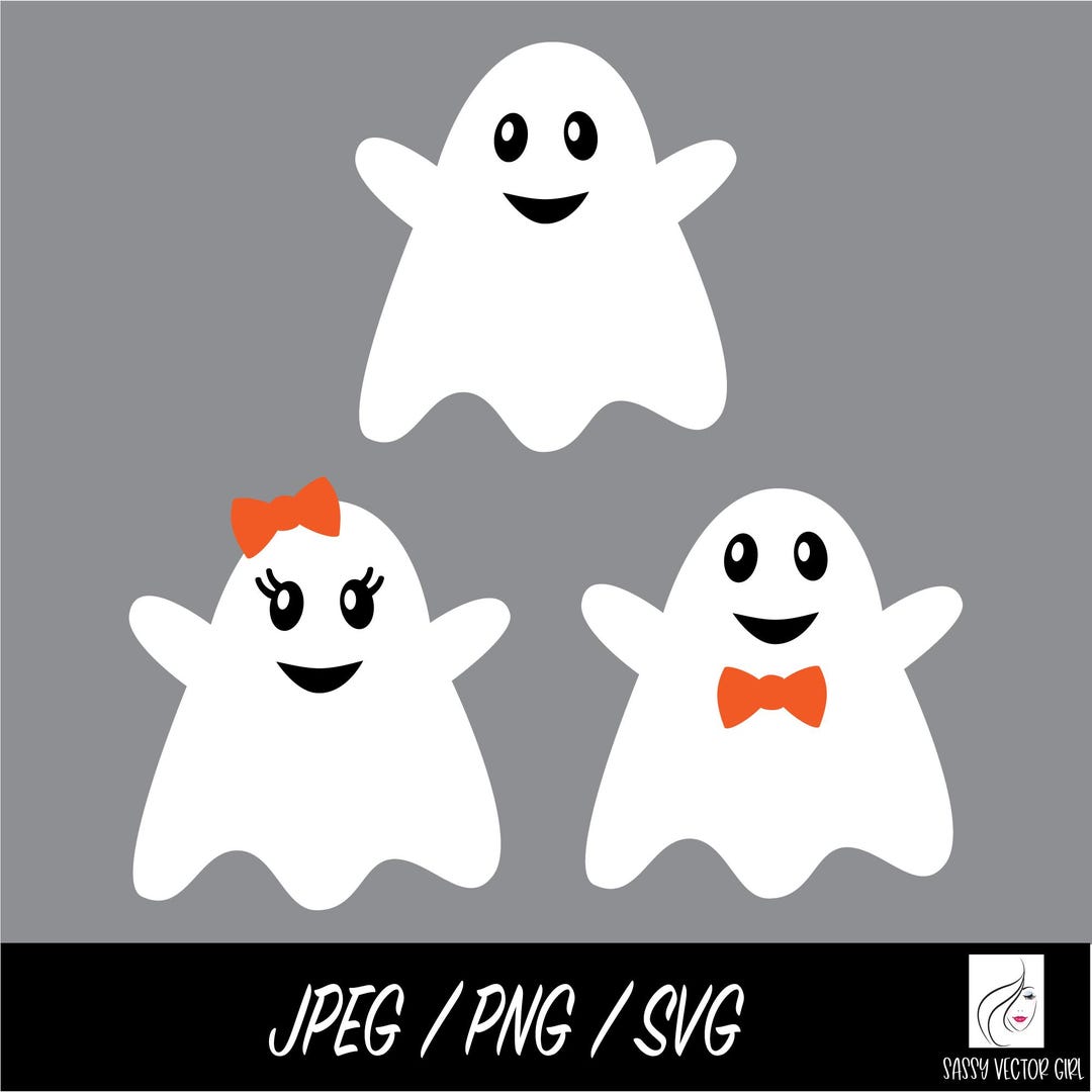 Cute Ghost Svg, Ghost Gitl Png, Ghost Boy Svg, Ghost With Bow Png ...