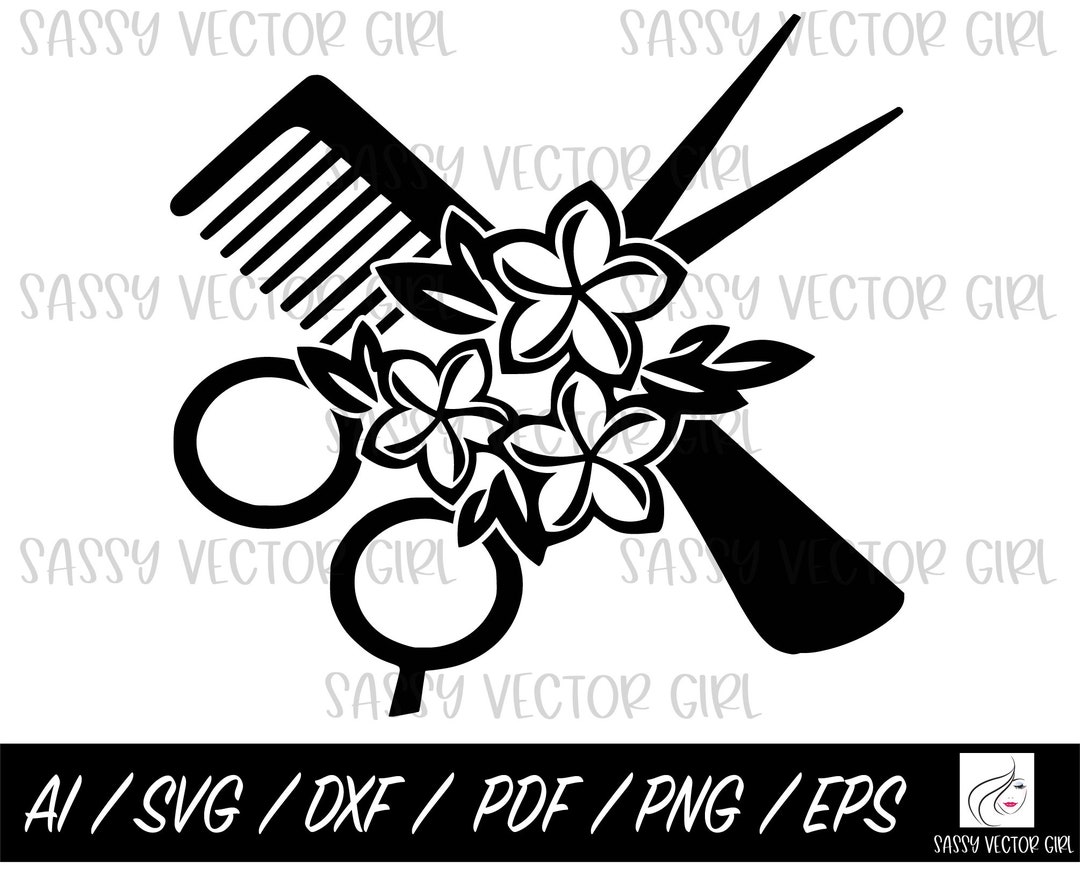 Hair Stylist SVG, Hairdresser SVG, Floral Scissors Svg, Scissors Png ...
