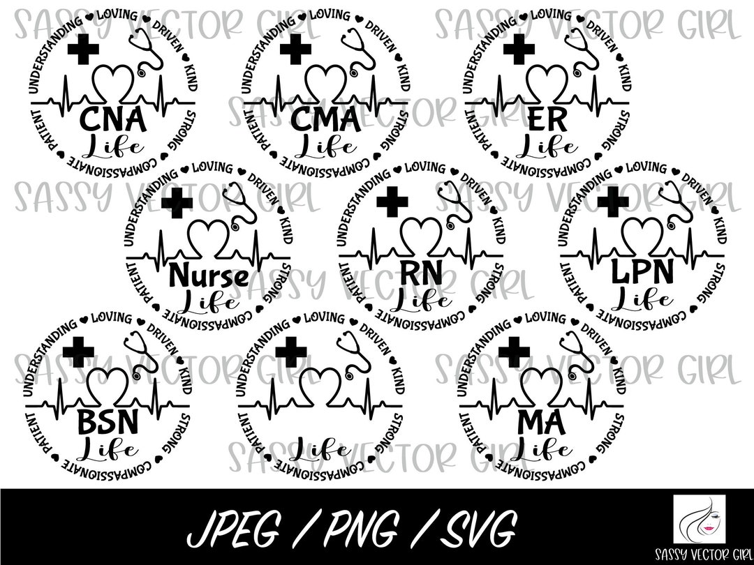 Nurse Life Svg Bundle, Nursing Student Svg, RN Shirt Design, ER Instant ...