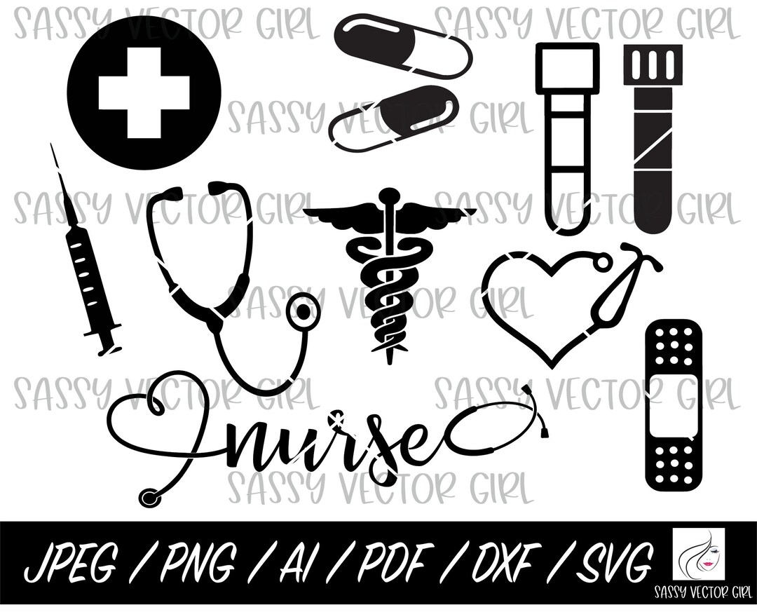 Nurse Svg Bundle, Medical Clipart Files, Nurse Cut Files, Digital ...