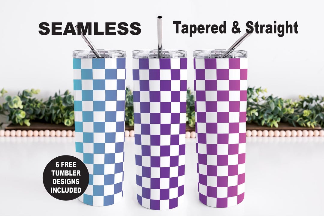 Checkered PNG Tumbler Wrap Design, Checkerboard Seamless Sublimation ...