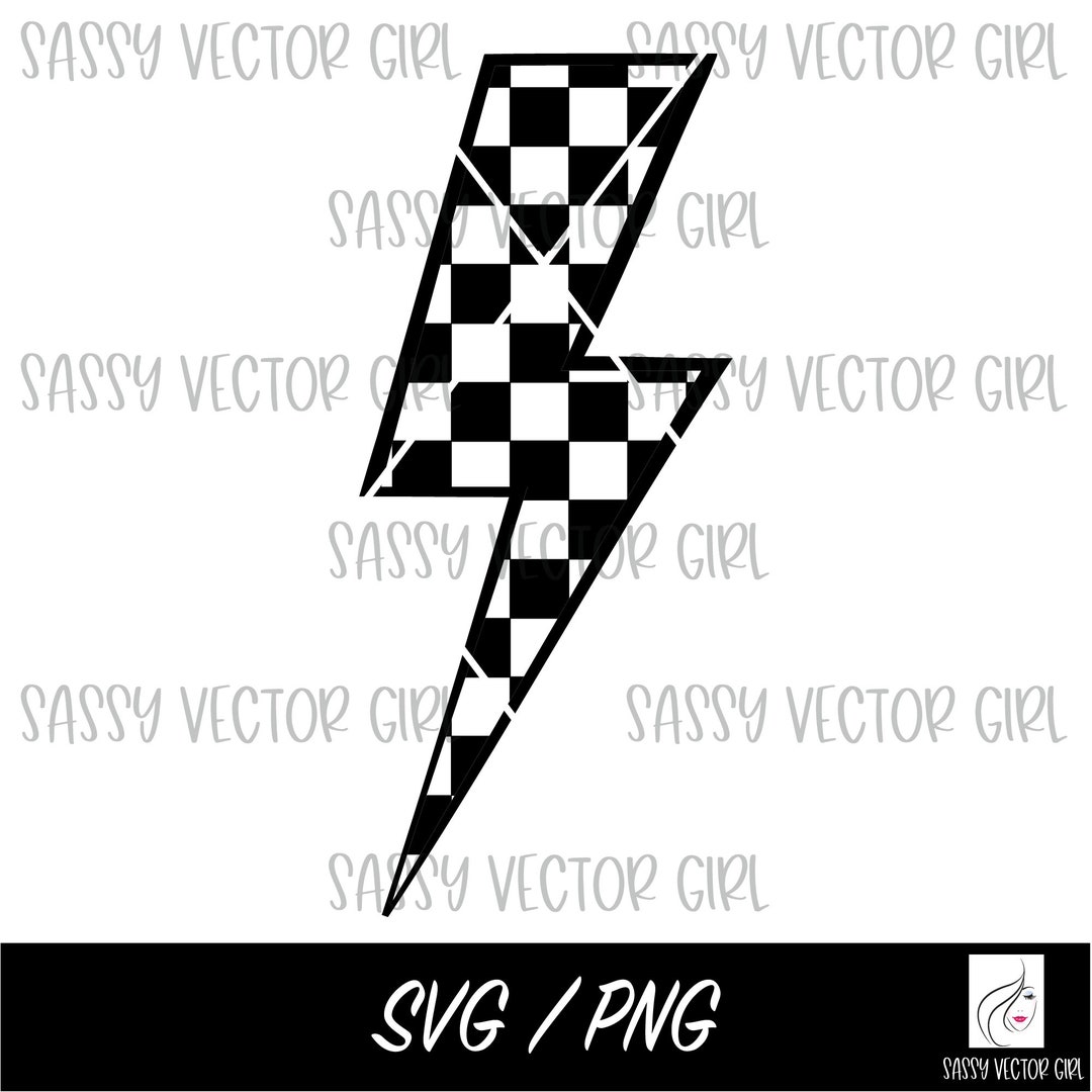 Checkered Lightning Png, Checkerboard Lightning Bolt Svg, Lightning ...
