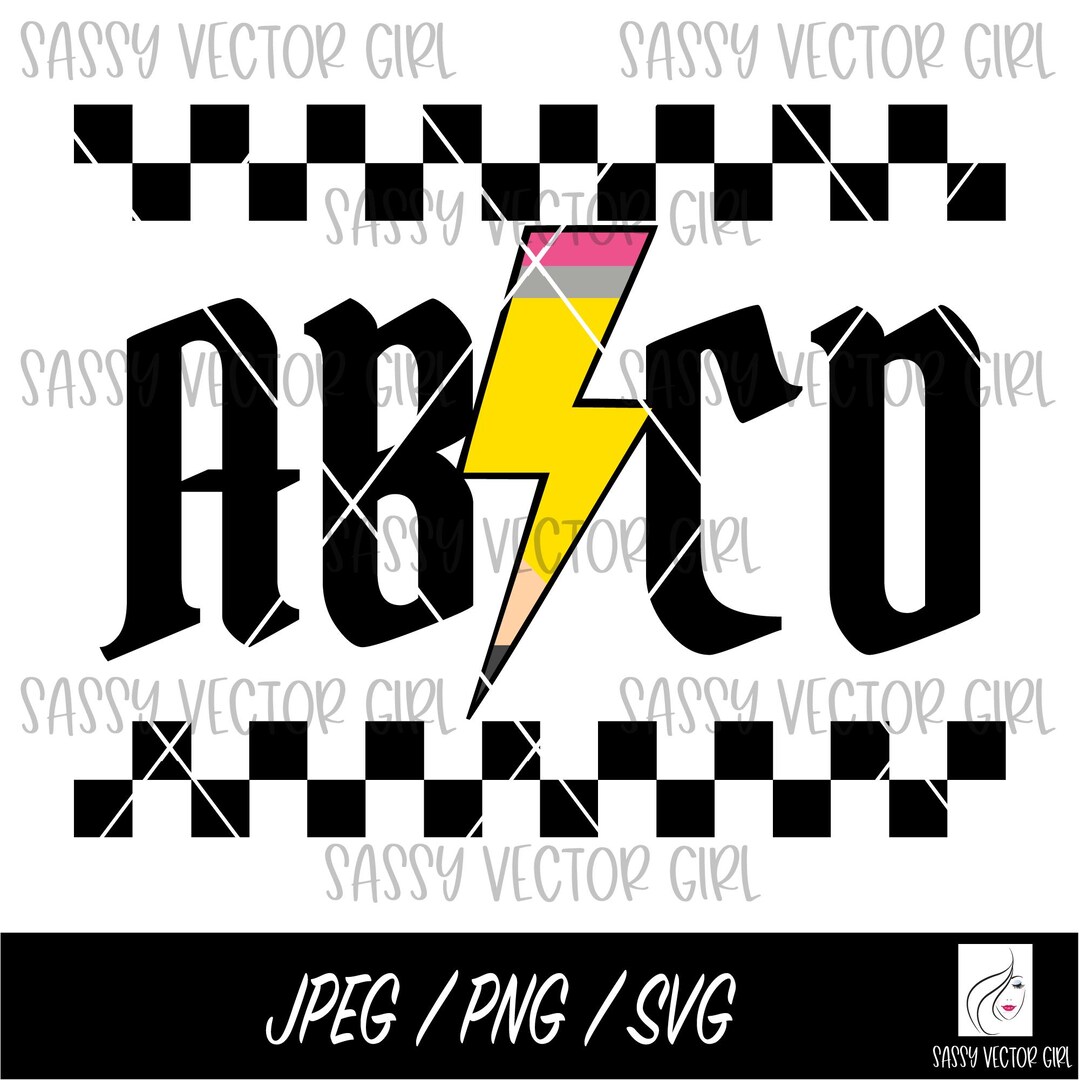 ABCD Teacher Pencil Png, Back to School Png, Pencil Lightning Bolt Svg ...