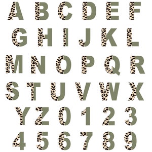 Half Leopard Font SVG Bundle, Green Leopard Alphabet Letters PNG, Pink ...