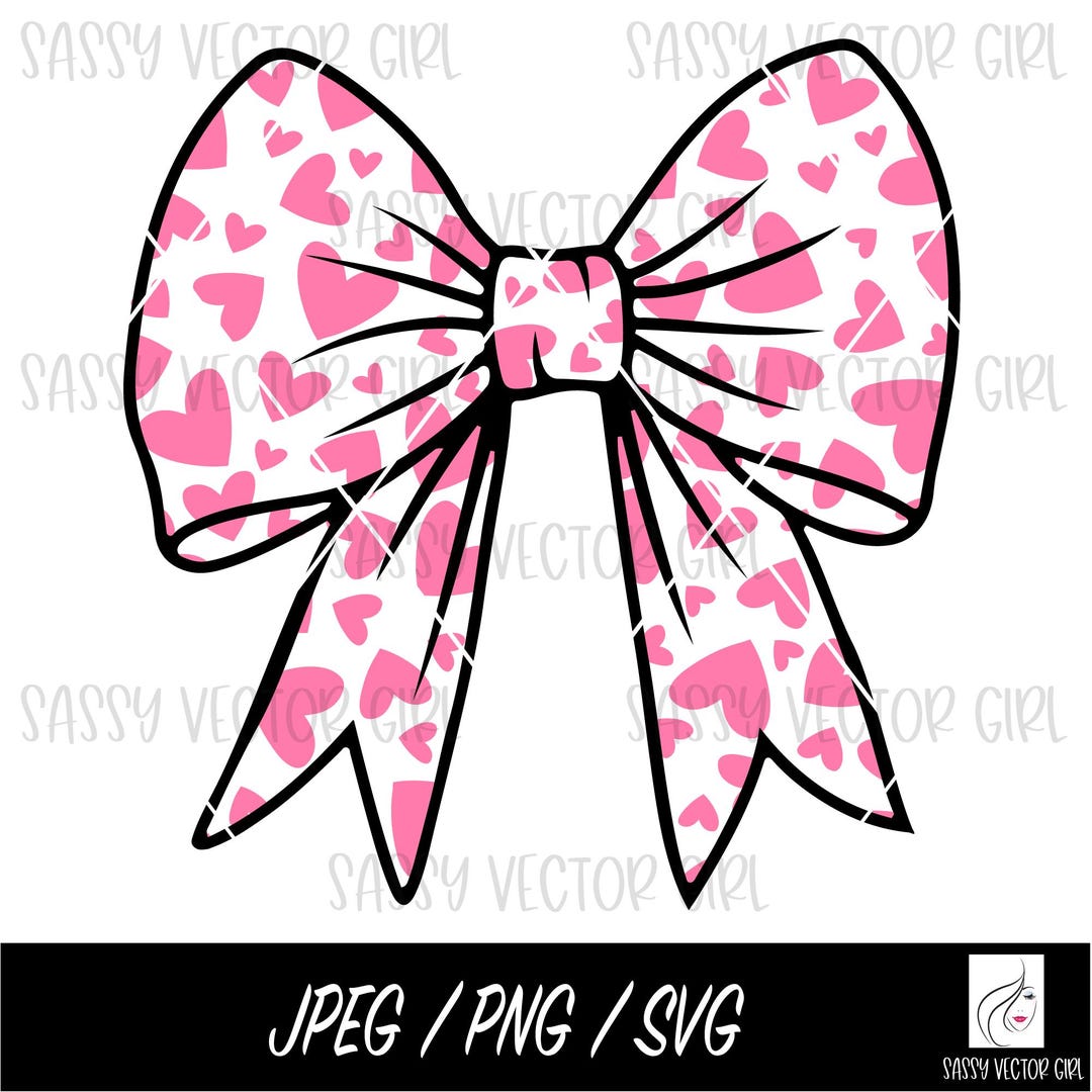 Heart Bow Png, Hearts Coquette Bow Png, Valentine's Day Retro Bow for ...