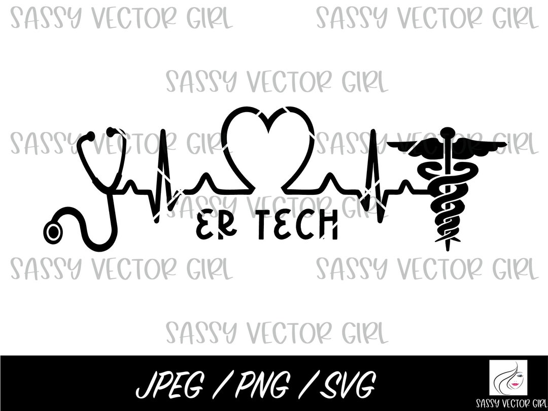 ER Tech Svg, ER Tech Cut File, Emergency Room Technician Shirt Design ...