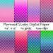 Mermaid Digital Paper Set, Mermaid Scales Digital Background Bundle ...