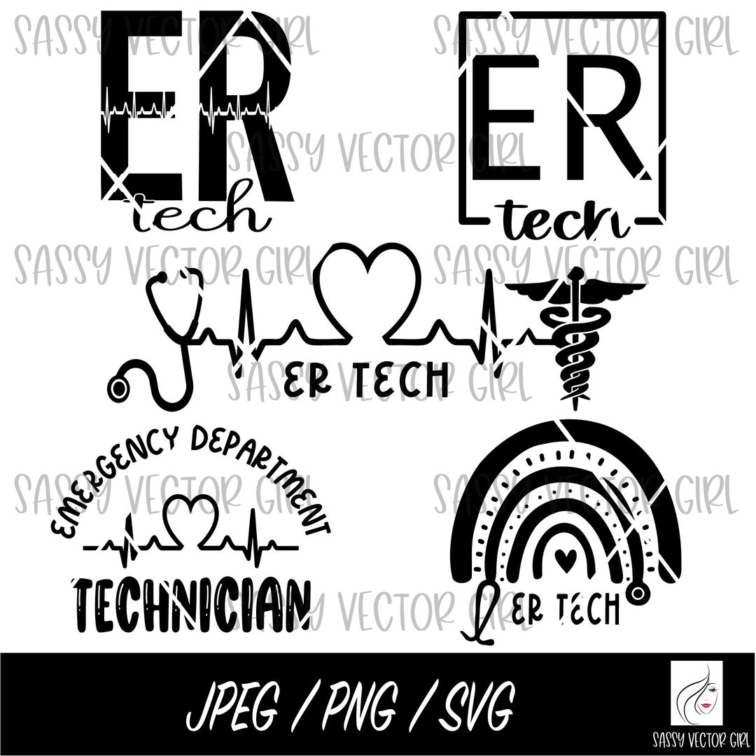 ER Tech Bundle Svg, ER Tech Cut File, Emergency Room Technician Shirt ...