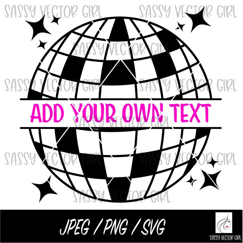 Disco Ball Monogram Svg, Disco Ball Split Frame Png, Mirror Ball Cut ...