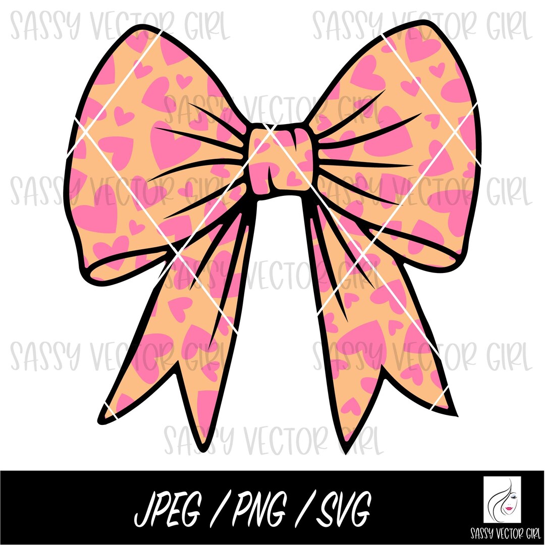 Heart Bow Png, Hearts Coquette Bow Png, Valentine's Day Retro Bow for ...