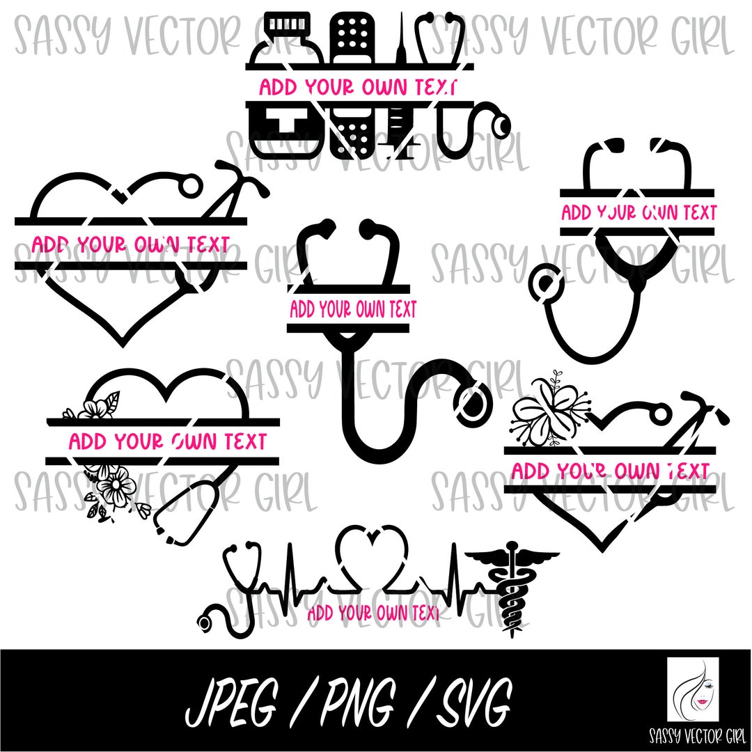 Stethoscope Split Monogram SVG, Nurse SVG Bundle, Stethoscope Svg ...