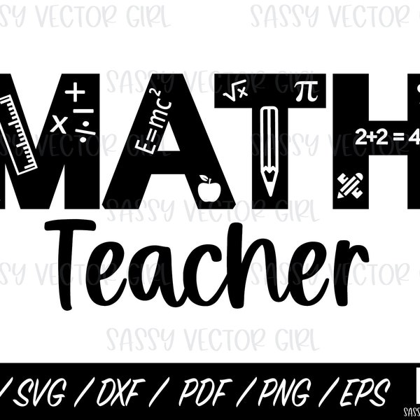 Math Teacher Svg - Etsy