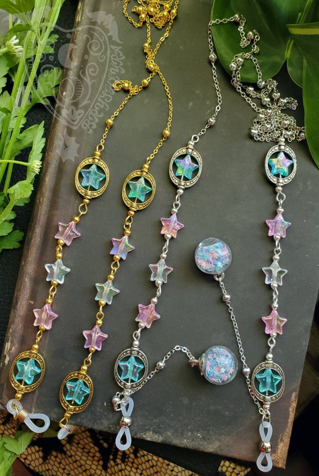 Trans Pride Stars Eyeglass Chain | Transgender Star Beads | Gold Silver ...