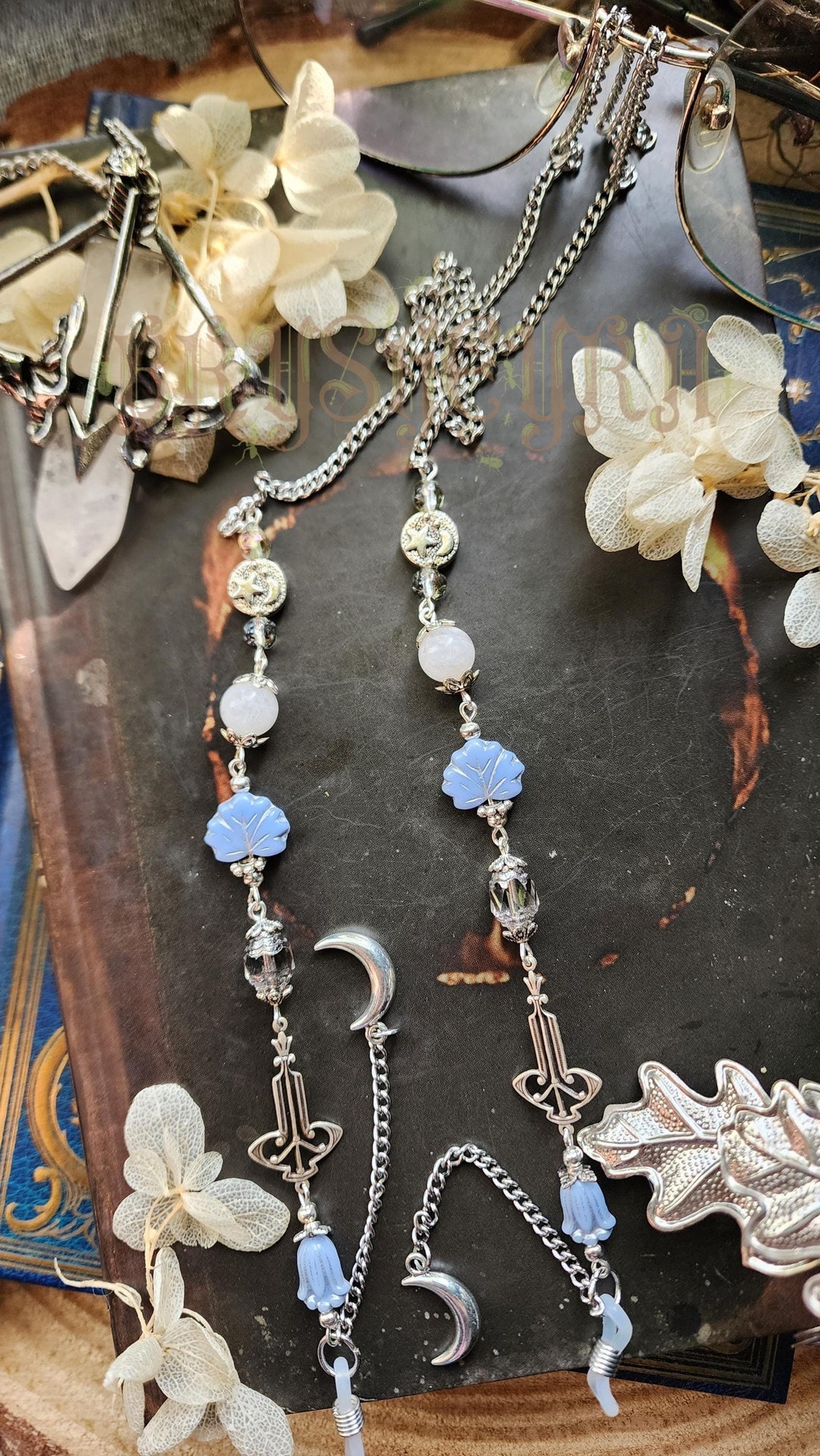 Celestial Huntress Silver Eyeglass Chain | Czech Crystal | Artemis ...