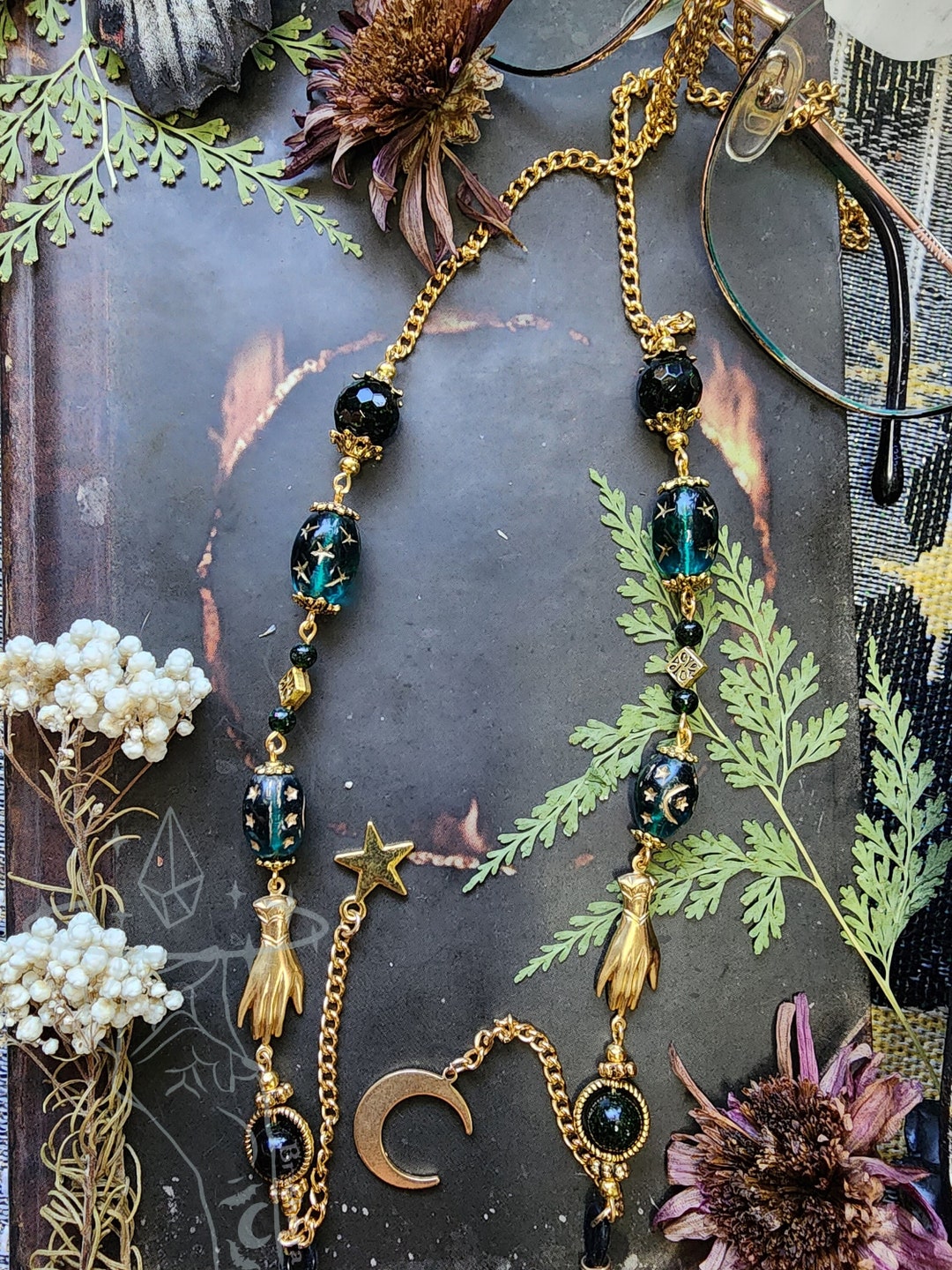 Fortune Teller Gold Eyeglass Chain Czech Crystal Dark Fantasy ...