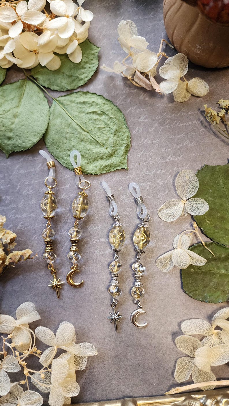 Clear Crystal Superlunary Silver or Gold Eyeglass Charms | Czech ...
