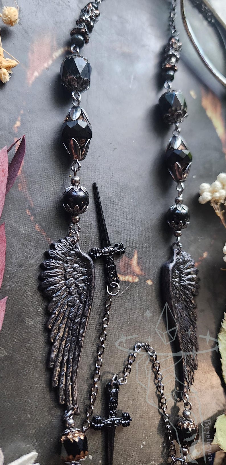 Lord of the Fallen Gunmetal Eyeglass Chain | Black Czech Crystal | Dark ...