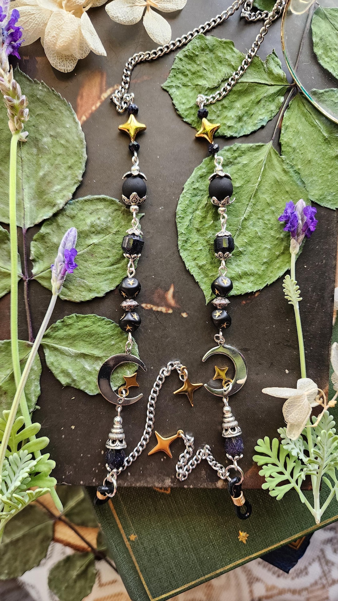 Night's Veil Silver Eyeglass Chain | Nyx Goddess of Night | Blue ...