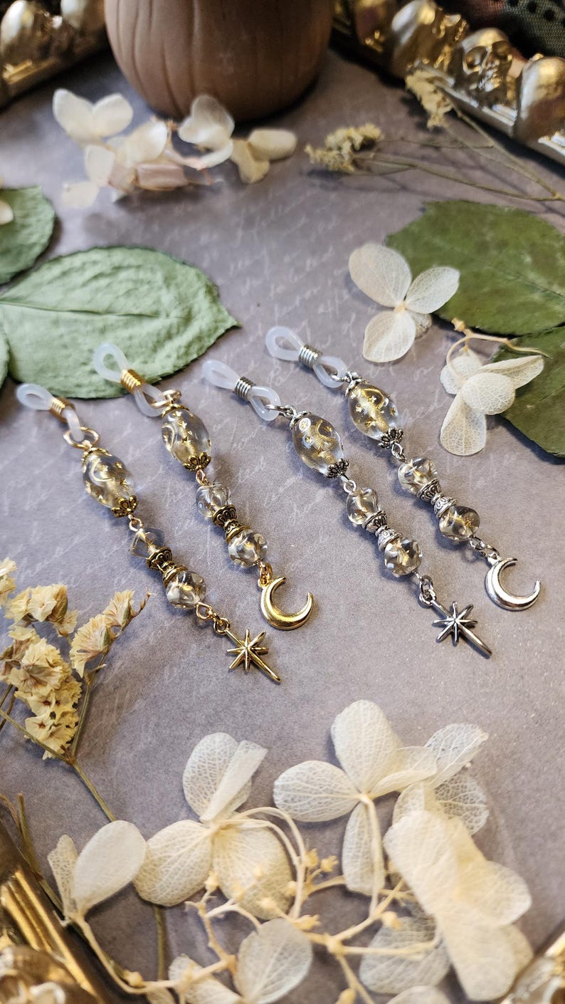 Clear Crystal Superlunary Silver or Gold Eyeglass Charms | Czech ...