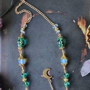 Emerald Green Whimsical Eyeglass Chain Czech Crystals White Opal ...