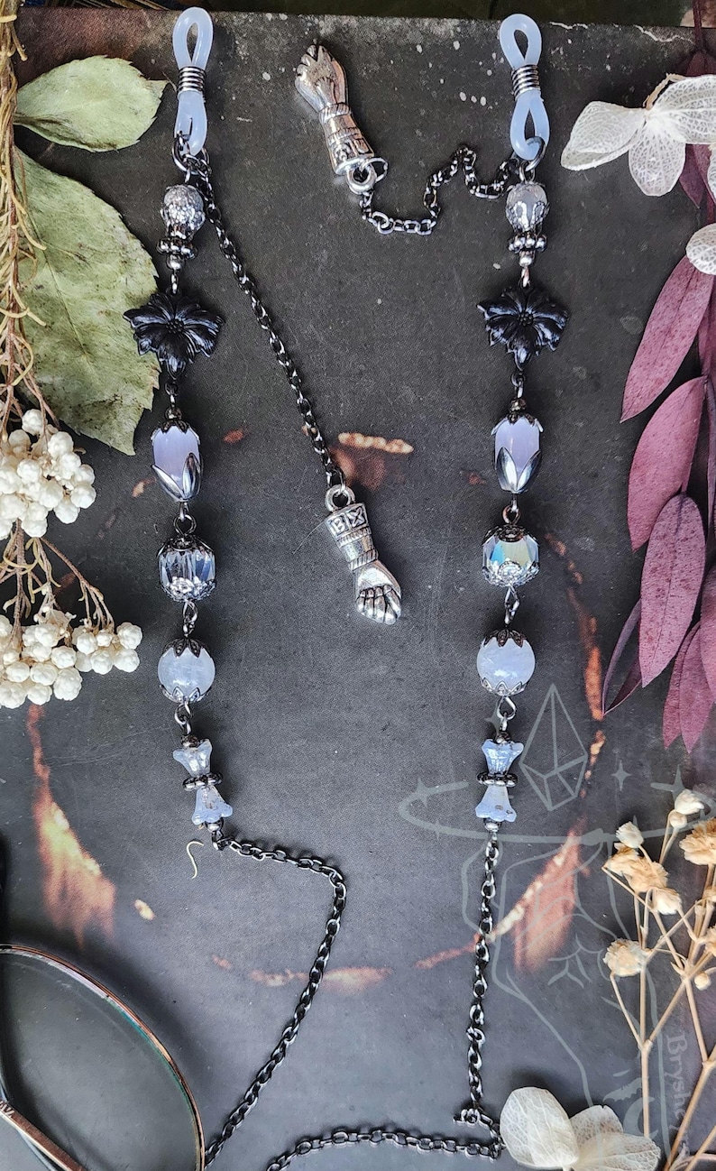 Twilight Prince Gunmetal Eyeglass Chain | Czech Crystal | Selenite ...