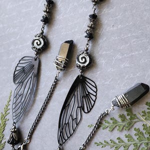 Nightbloom Fairy Gunmetal Eyeglass Chain | Czech Crystal Black Silver ...