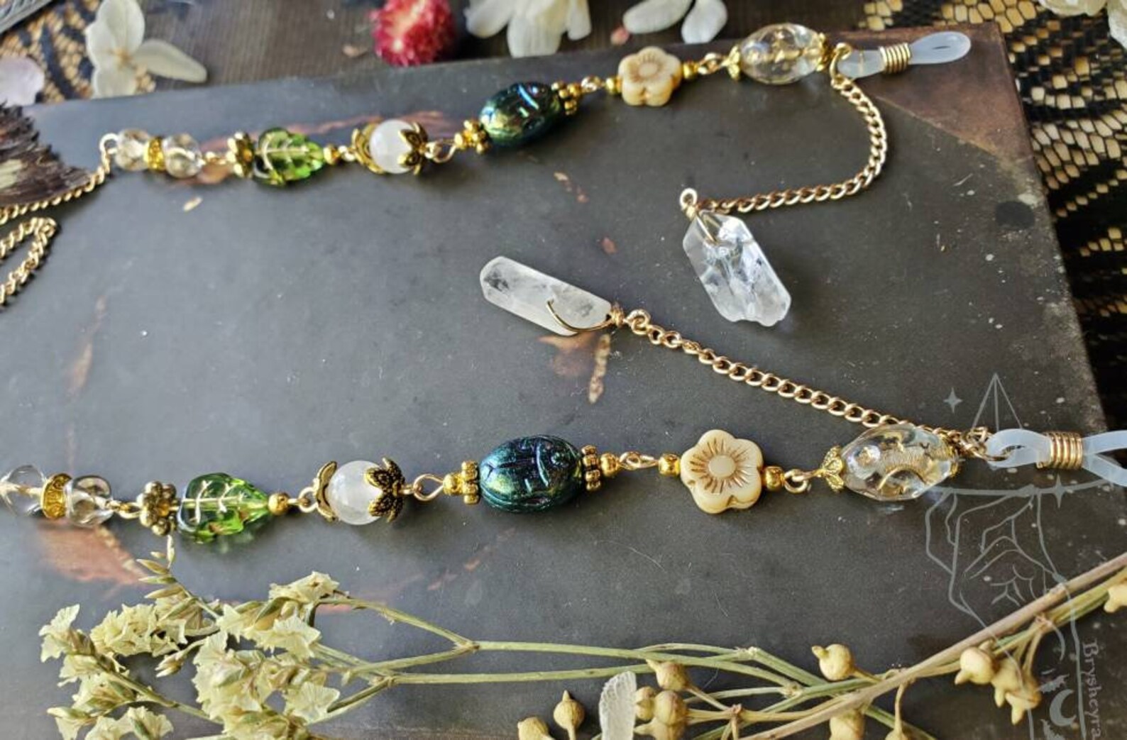 Woods Trinkets Gold Eyeglass Chain | Czech Crystal | Crystal Quartz ...