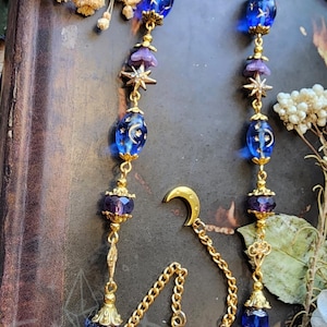 Wizard Prodigy Gold Eyeglass Chain | Czech Crystals | Sapphire Crystal ...