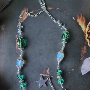 Emerald Green Whimsical Eyeglass Chain Czech Crystals White Opal ...