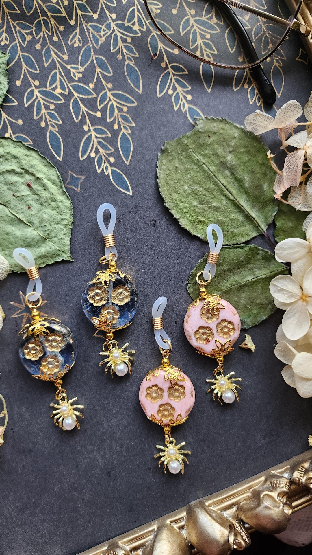 The Meadow’s Luminous Weaver Gold Eyeglass Charms or Earrings | Pink ...