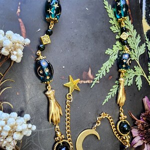 Fortune Teller Gold Eyeglass Chain Czech Crystal Dark Jade Beads ...