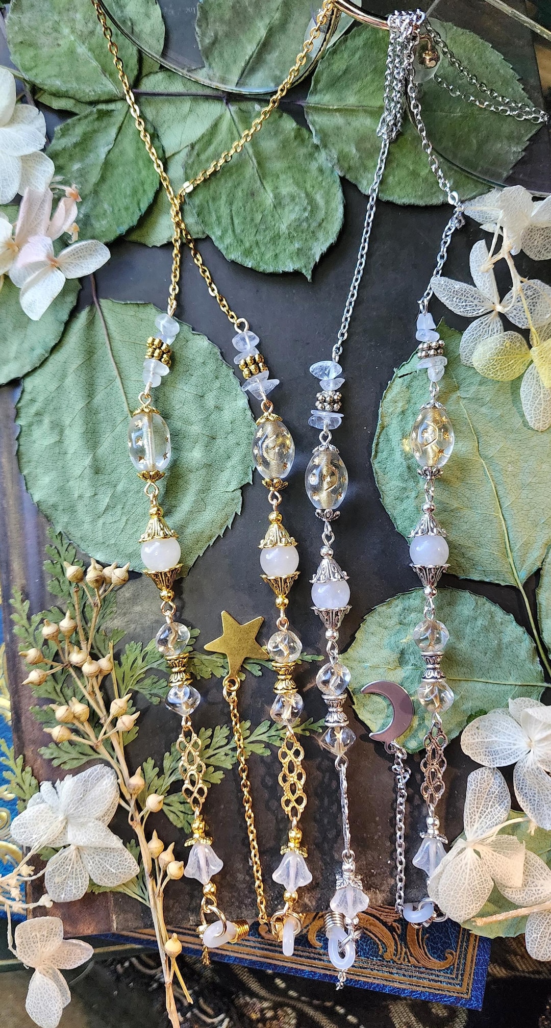 Clear Crystal Whimsical Eyeglass Chain | Czech Crystals | White Opal ...