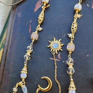 Stellar Amour Gold Eyeglass Chain | Celestial Sun Moon and Stars ...