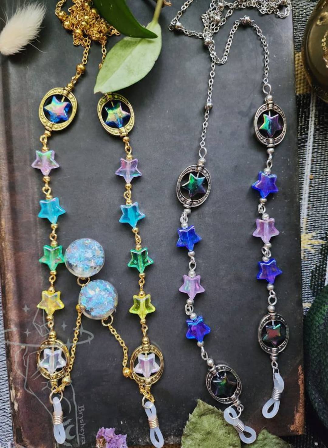 5 to 6 Make Your Own Stars Eyeglass Chain | Acrylic Star Beads | Gold ...